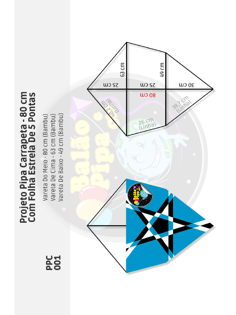 Projeto Pipa Carrapeta PPC001 80 CM Gabarito | PDF