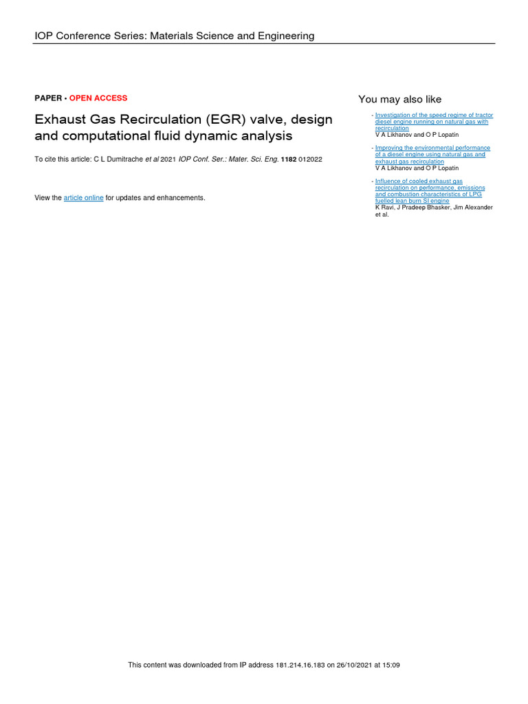 Exhaust Gas Recirculation EGR Valve Design and Com | PDF | Exhaust Gas ...