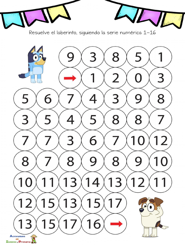 Laberintos Numericos Familia Bluey | PDF