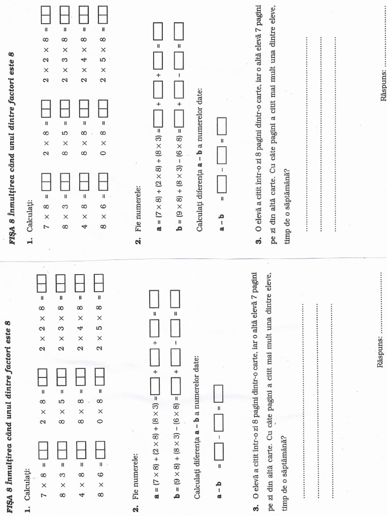 Inmultirea Cu 8 | PDF