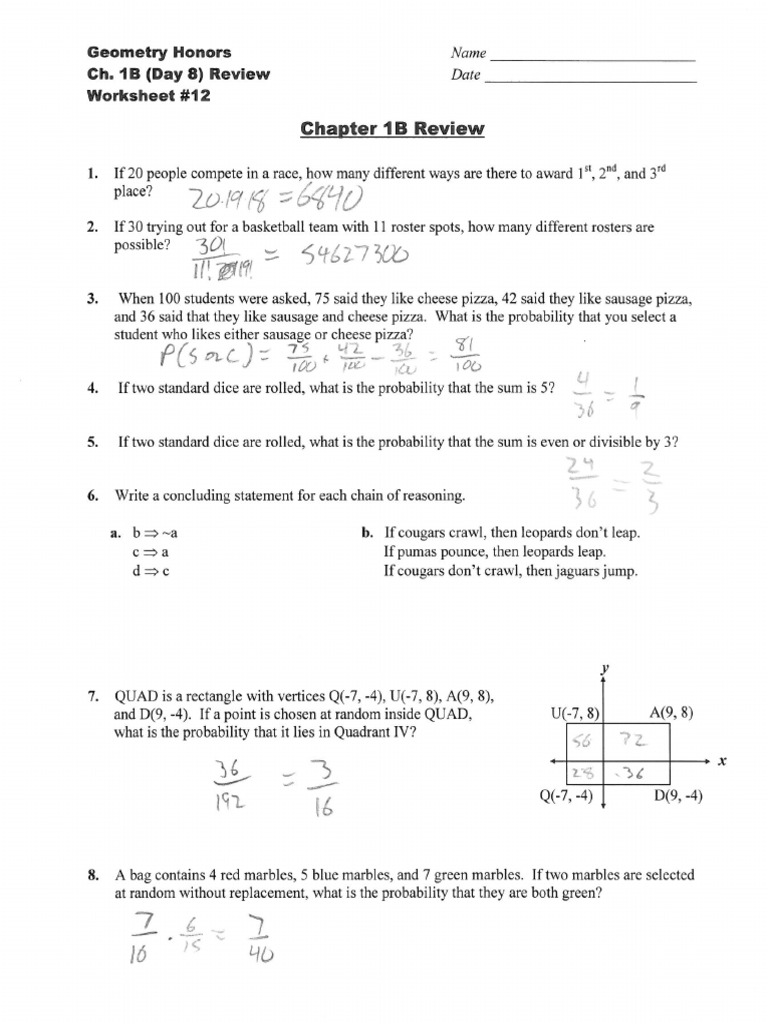 Geo 1b Test Review Ans | PDF