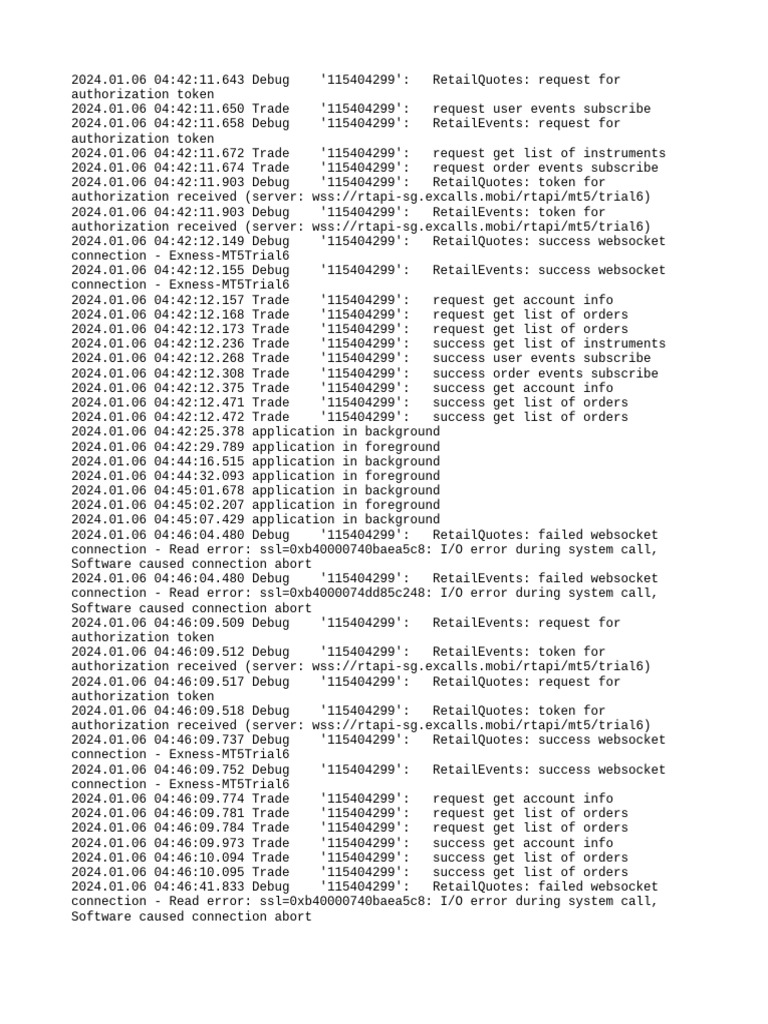 Log 115404299 06.01.2024 | PDF | Application Software | Debugging