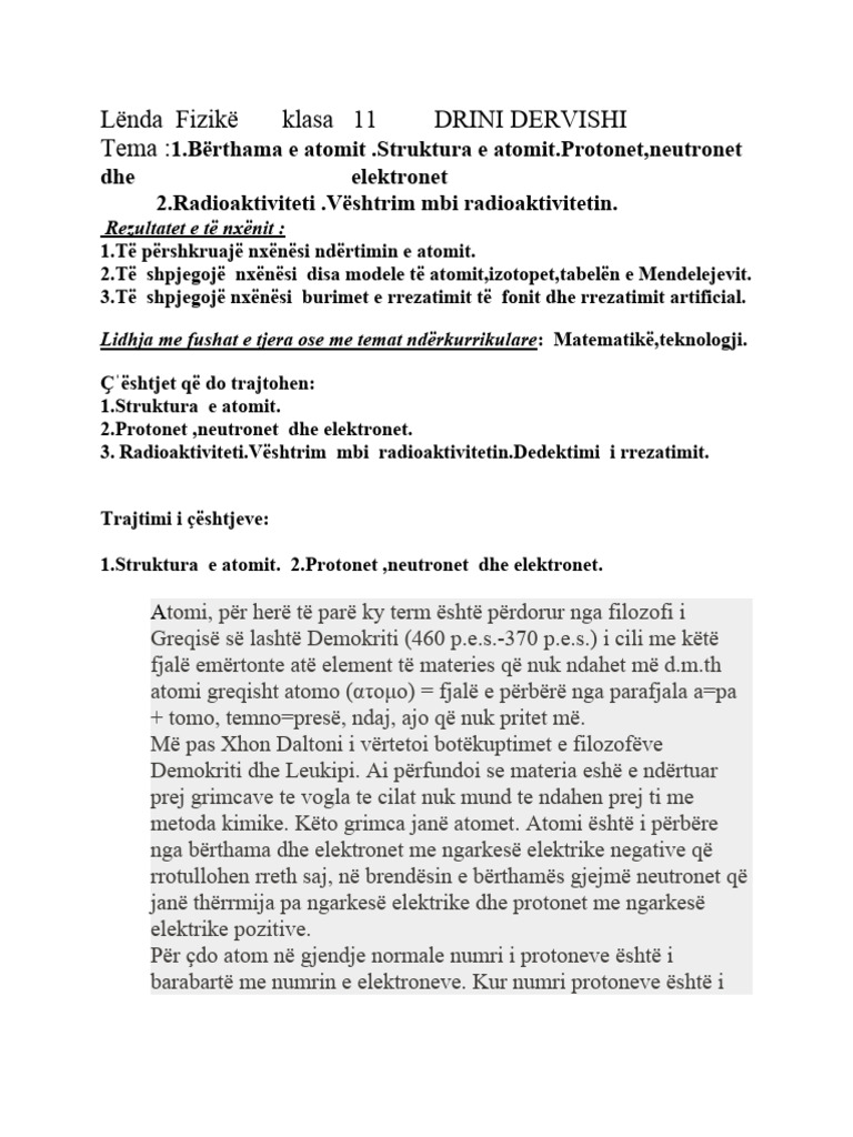 Fizike-11-1.berthama-E-Atomit.-2.radioaktiviteti 2 | PDF