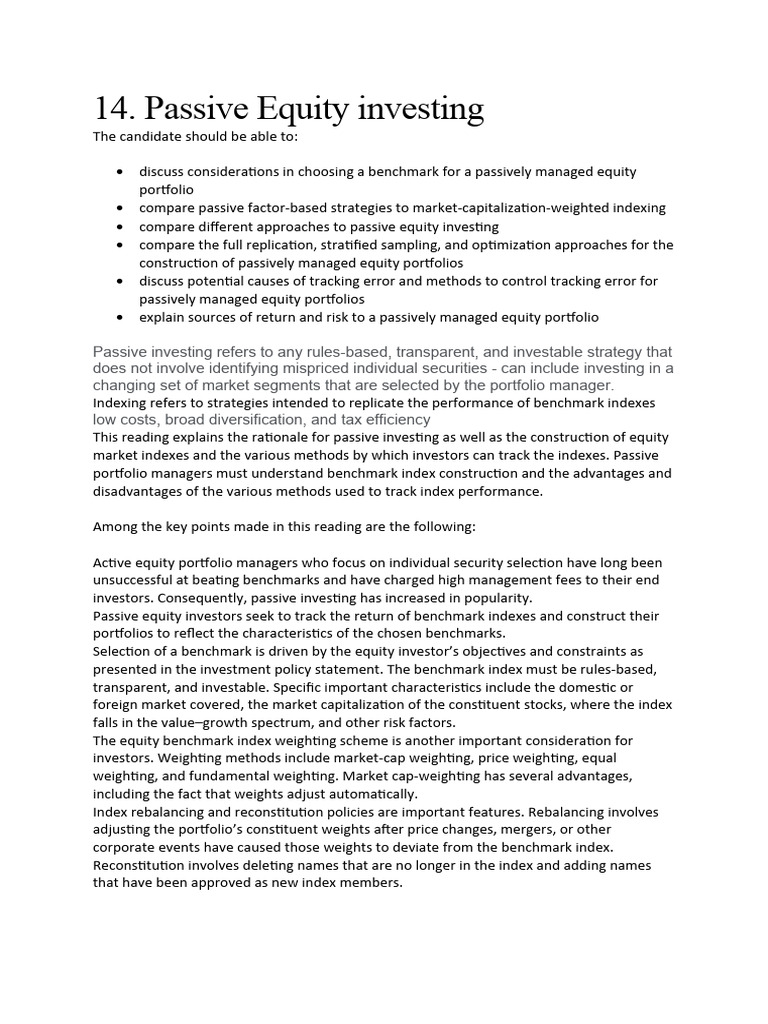 Passive Equity Investing Guide | PDF | Stock Market Index | Exchange ...