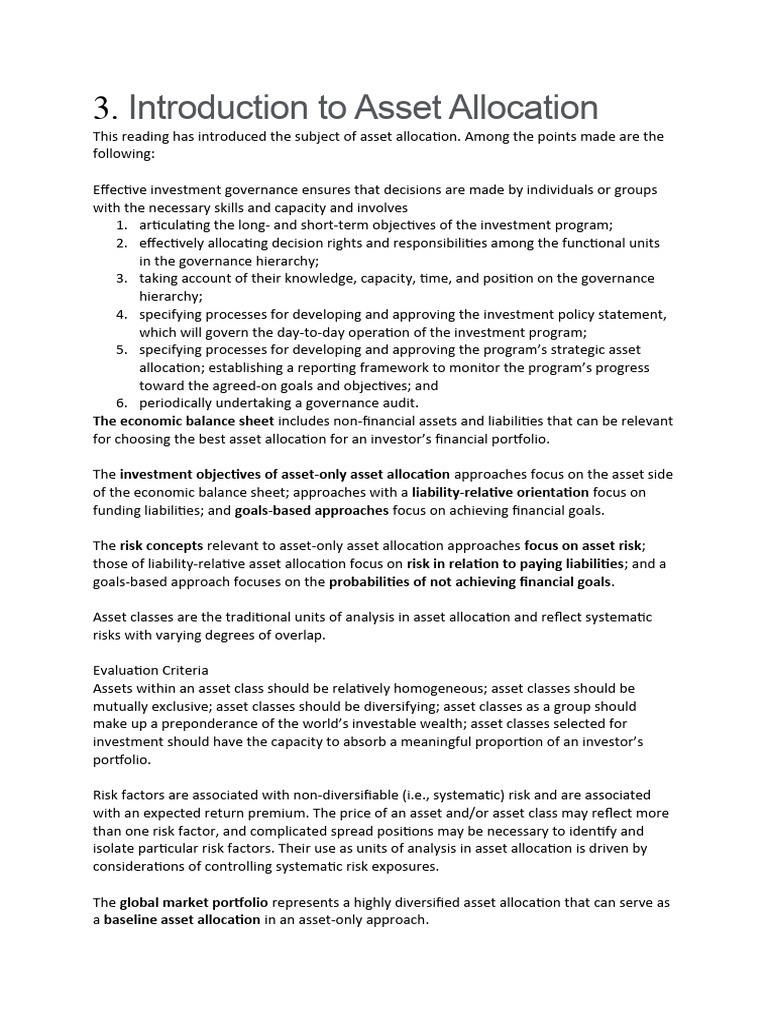 Introduction To Asset Allocation | PDF | Asset Allocation | Risk