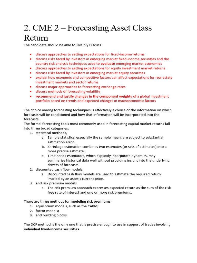 Forecasting Asset Class Return | PDF | Risk Premium | Exchange Rate