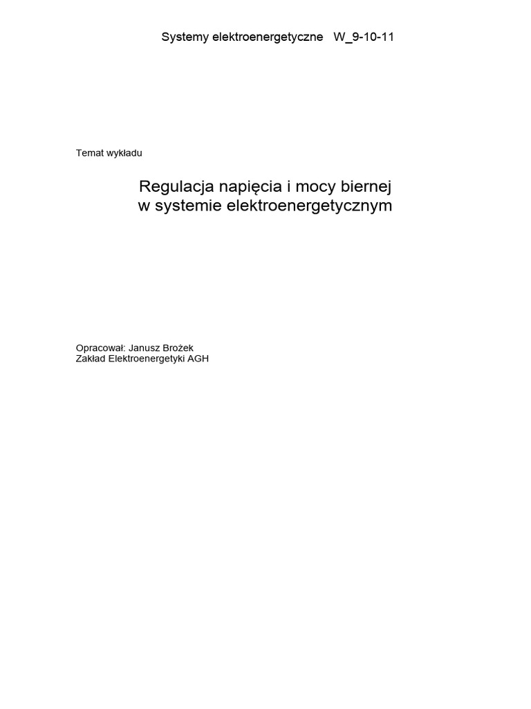 Systemy Elektroenergetyczne W9-11 | PDF