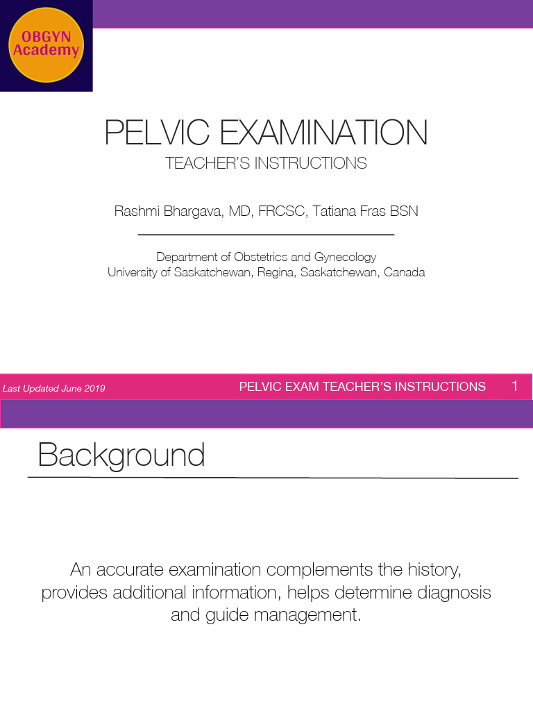 Pelvic Exam OBGYN Academy Version No Logo | PDF | Vagina | Pelvis