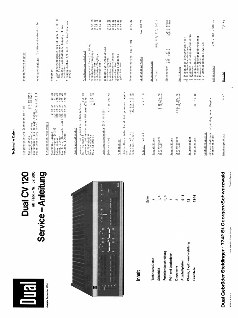 Dual CV 120 SM | PDF