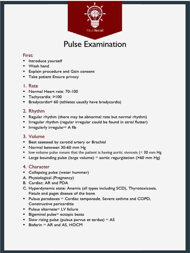 Pulse Examination OSCE | Download Free PDF | Pulse | Cardiovascular System Pulse Examination OSCE | Download Free PDF | Pulse | Cardiovascular System