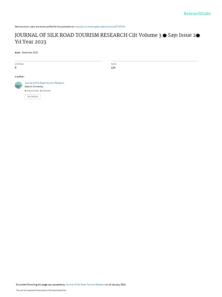 Journal of Silk Road Tourism Research Cilt Volume 3 Sayı Issue 2 Yıl ...