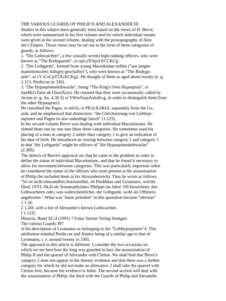 Assassination of Philip II: Guards' Roles | PDF