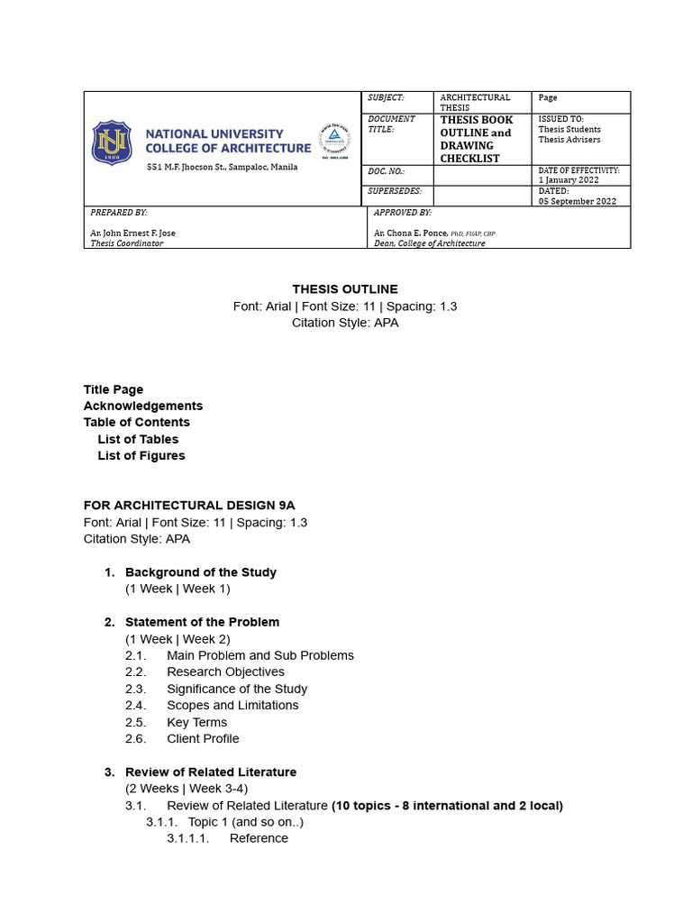 Annex I Thesis Book Outline and Drawing Requirements 2023. | PDF | Design