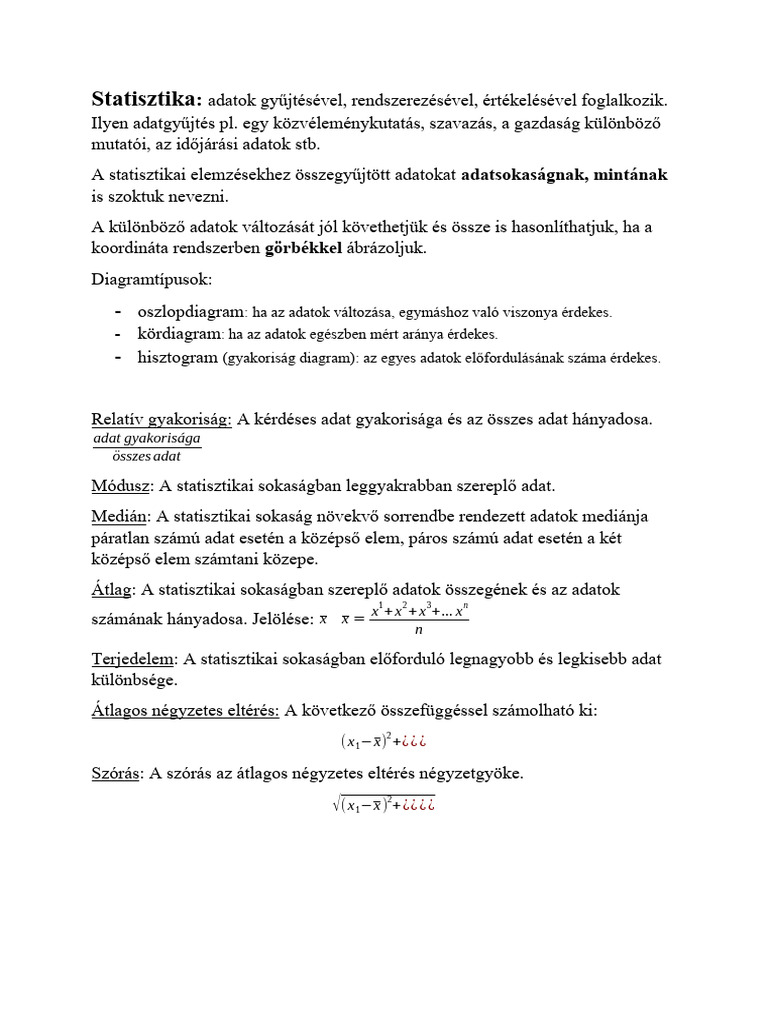 Statisztika Fogalmak | PDF