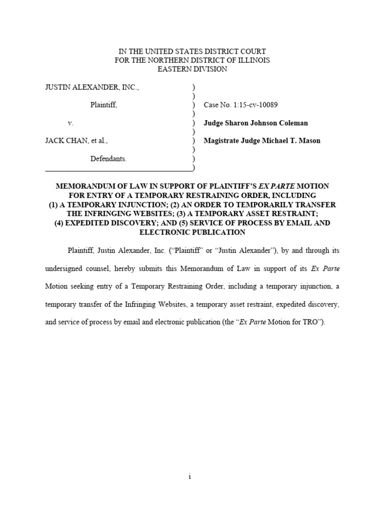 8 Memorandum of Law in Support of Motion For TRO | PDF | Trademark ...