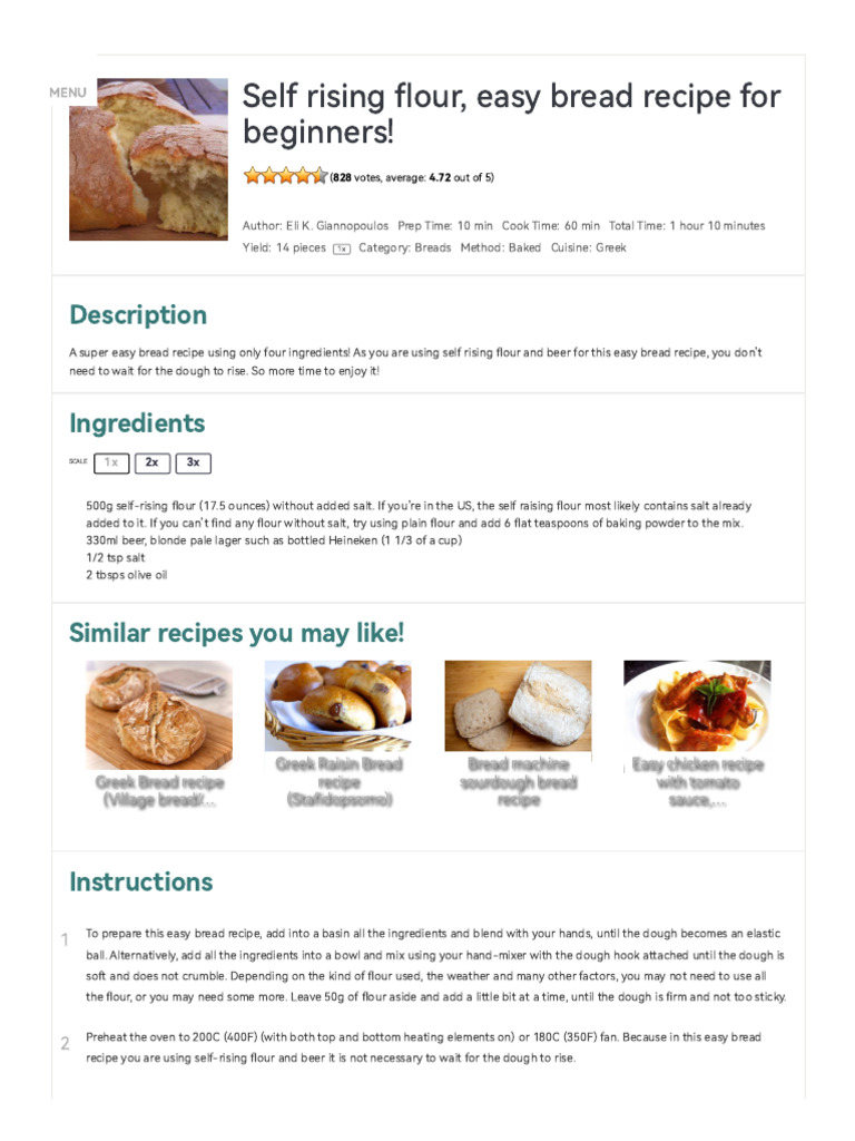 Self Raising Flour Bread - An Easy Recipe For Beginners! | PDF | Breads | Flour