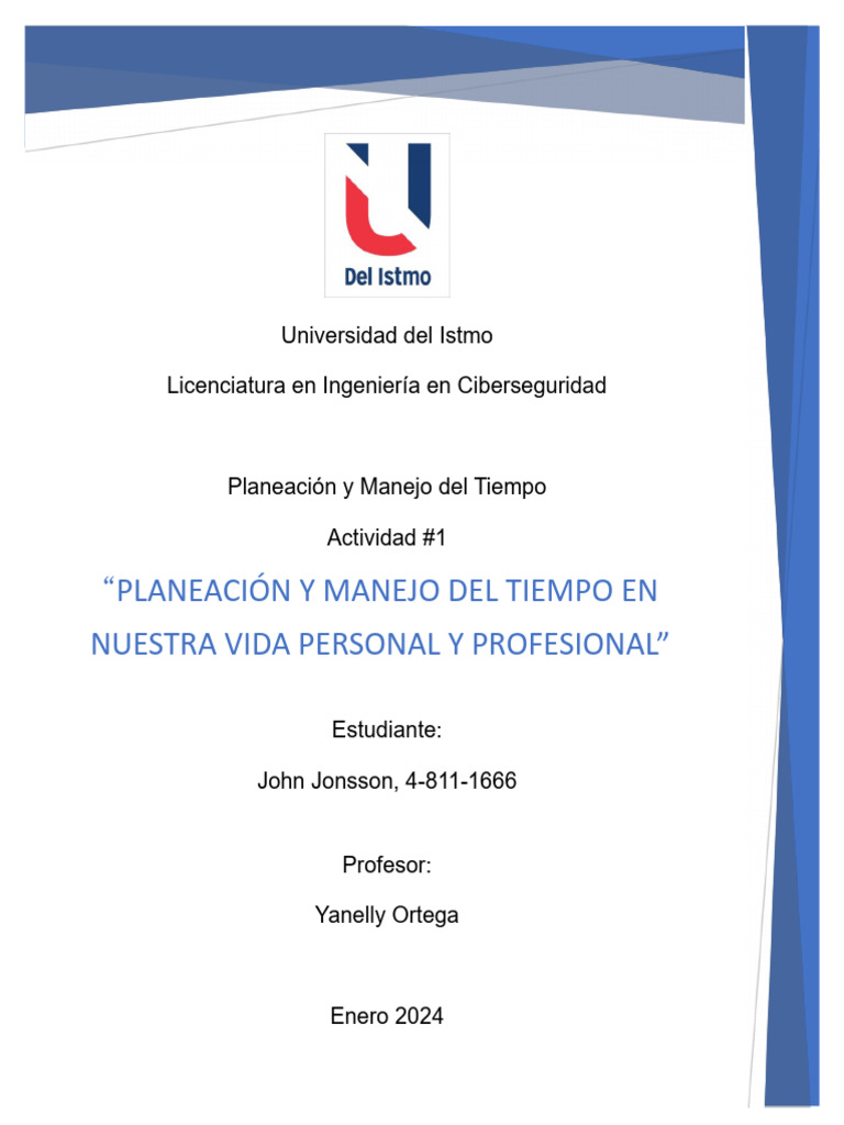 Planeación y Manejo Del Tiempo - Actividad #1 | Descargar gratis PDF | Gestión del tiempo ...