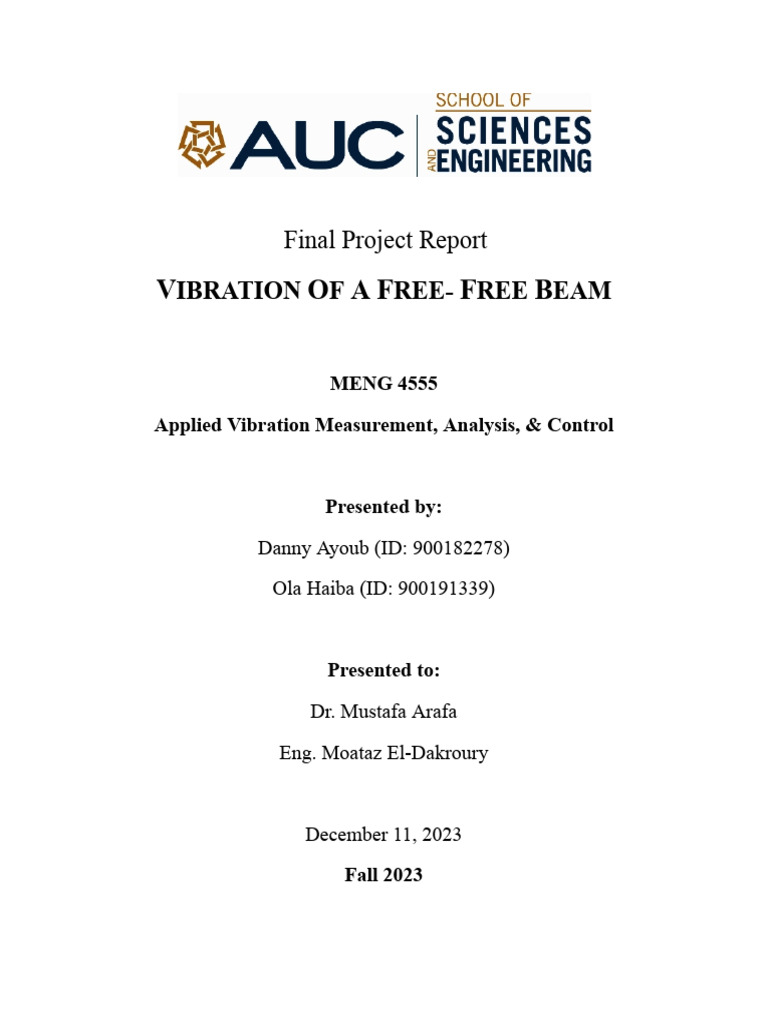 Meng 4555 - Final Project Report - Danny Ayoub (900182278) - Ola Haiba (900191339) | PDF | Beam ...