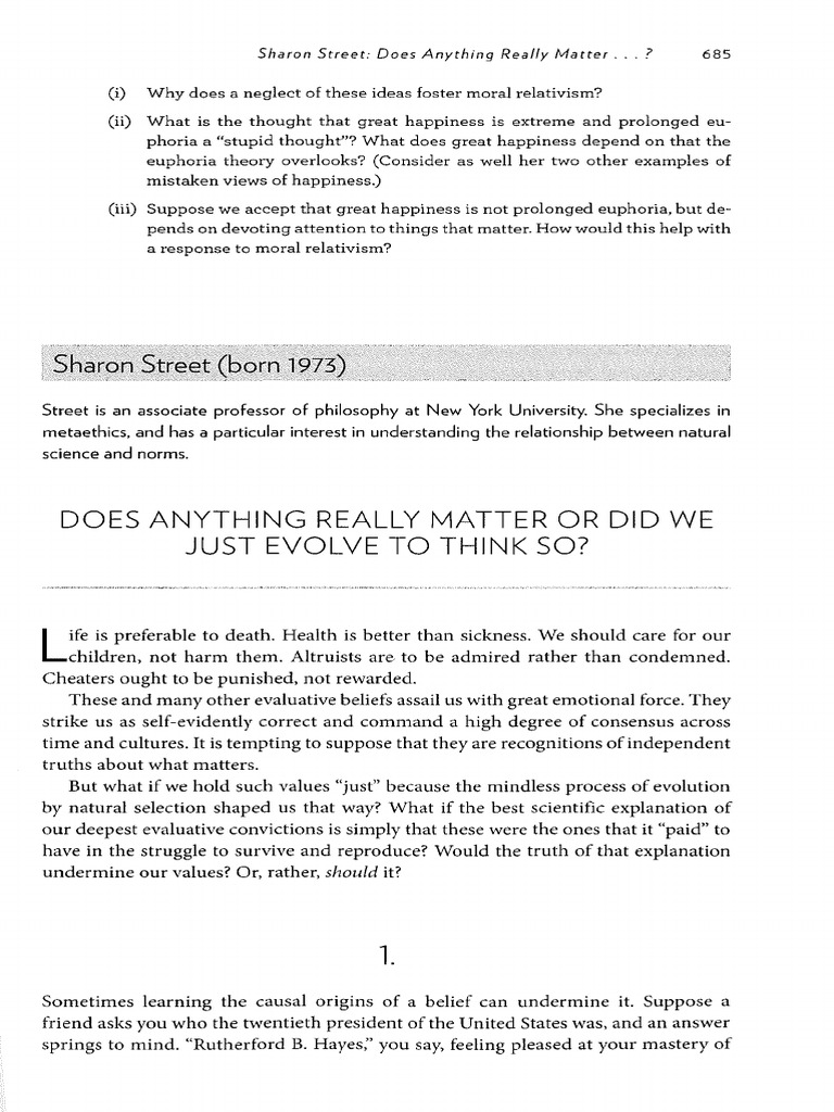 Sharon Street: Evolution and Moral Relativism | PDF | Truth | Reason