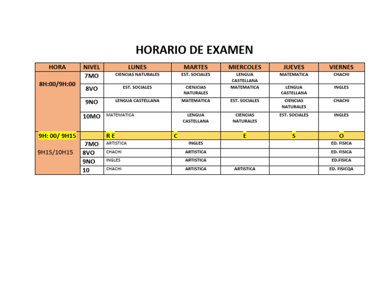 Horario de Examen 23 | PDF