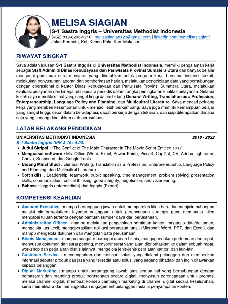 CV - Melisa Siagian-Dikompresi | PDF
