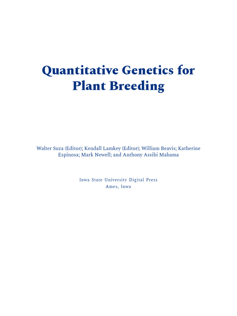 Quantitative Genetics for Plant Breeding 1697468159 | PDF | Genetic ...