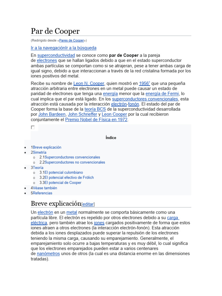 Par de Cooper | PDF | Física | Física teórica