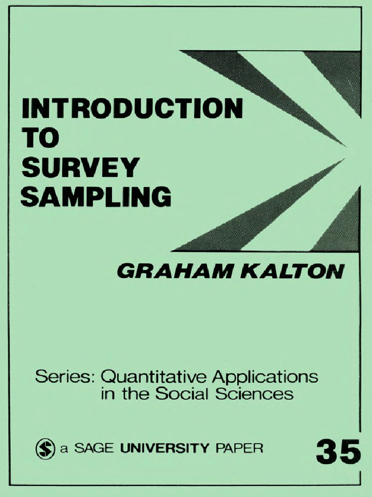 Graham Kalton Introduction To Survey Sampling Quantitative Applications ...