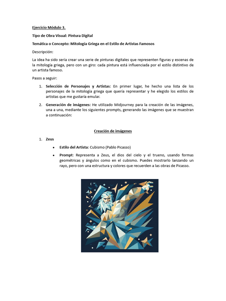 Mitología Griega al Estilo de Picasso | PDF | Mitología griega | Pablo ...