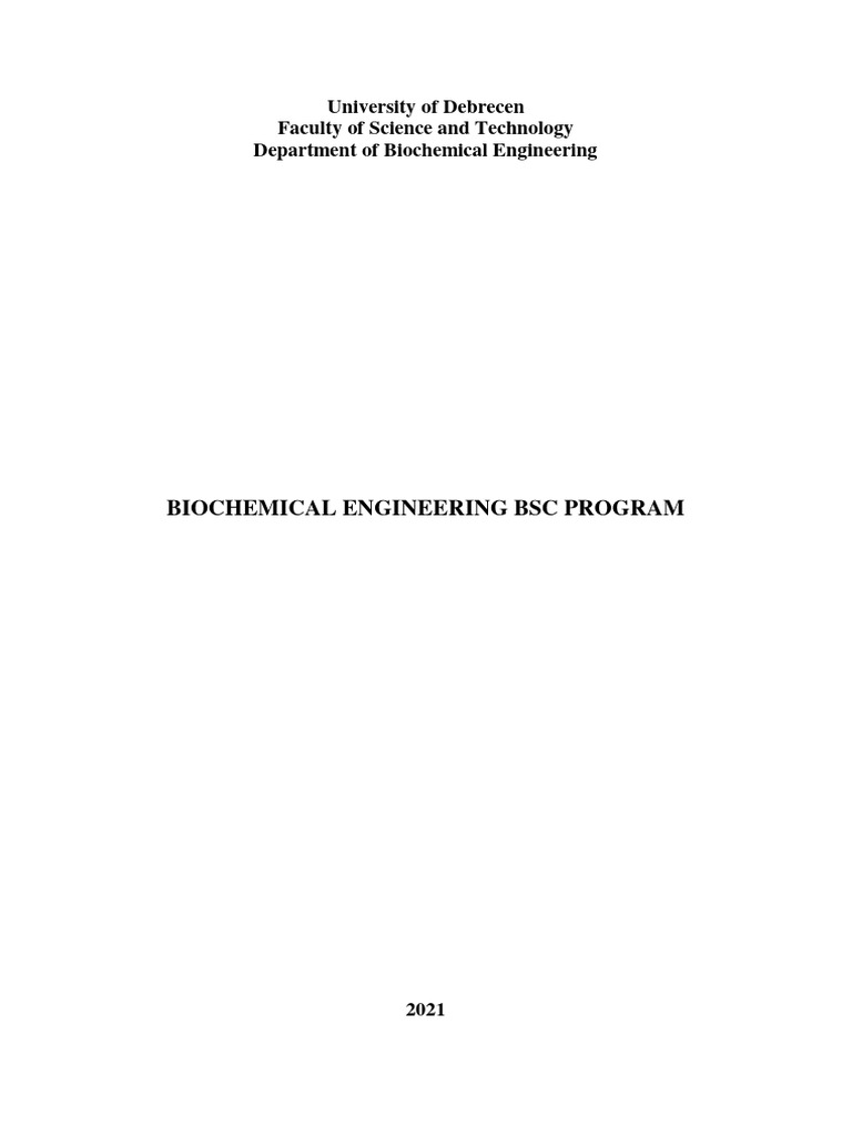 Biochemical Engineering BSC 2021 | PDF | Bachelor Of Science | Bachelor's Degree