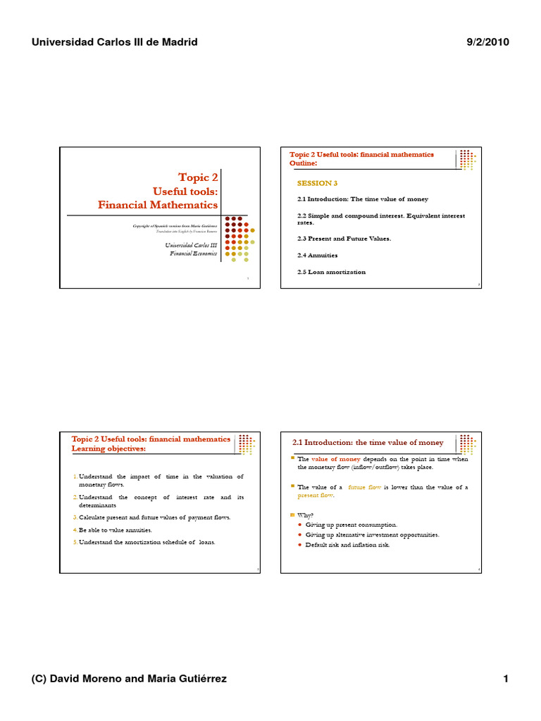 Topic 2 Financial Mathematics | PDF | Interest | Time Value Of Money