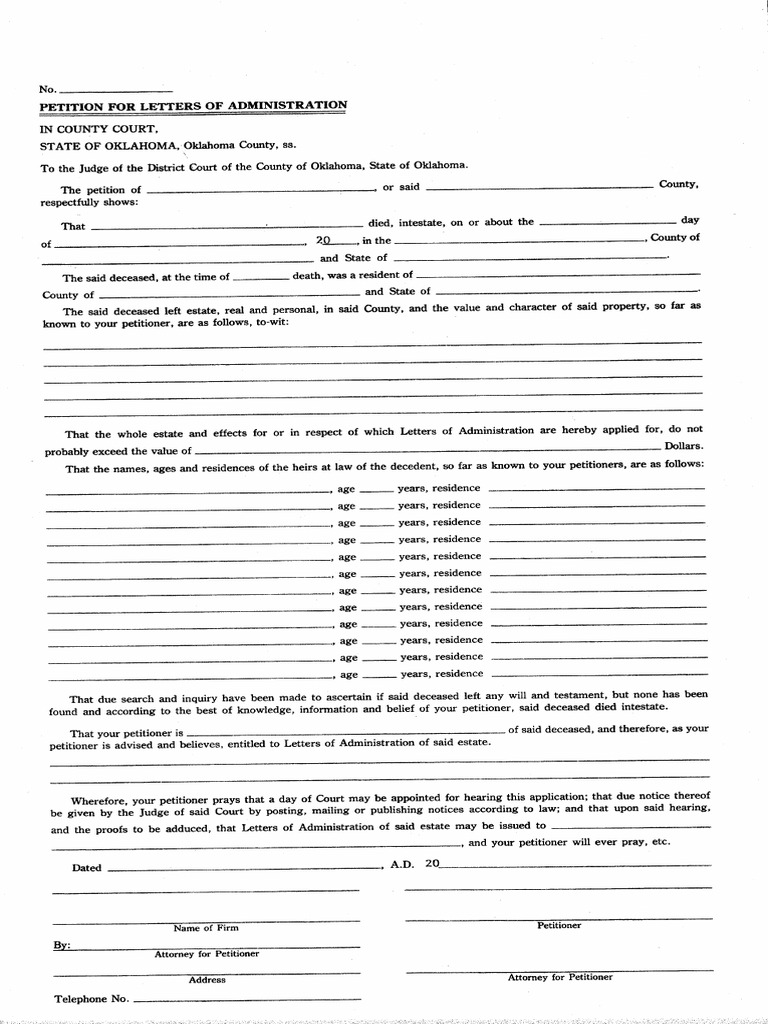 Petition For Letters of Administration PDF | PDF