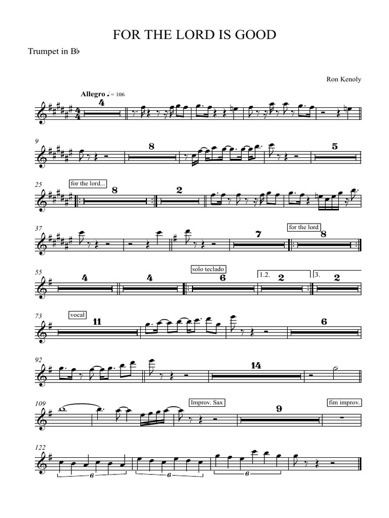 For The Lord Is Good - Trumpet in BB | PDF