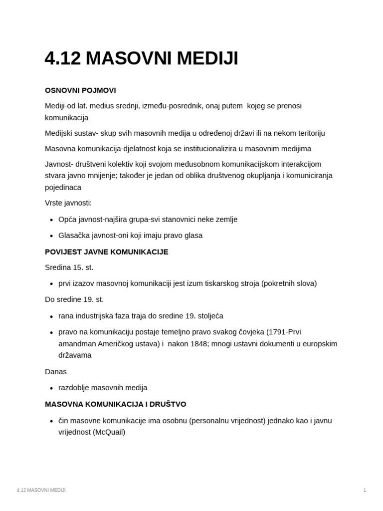 4.12 Masovni Mediji | PDF