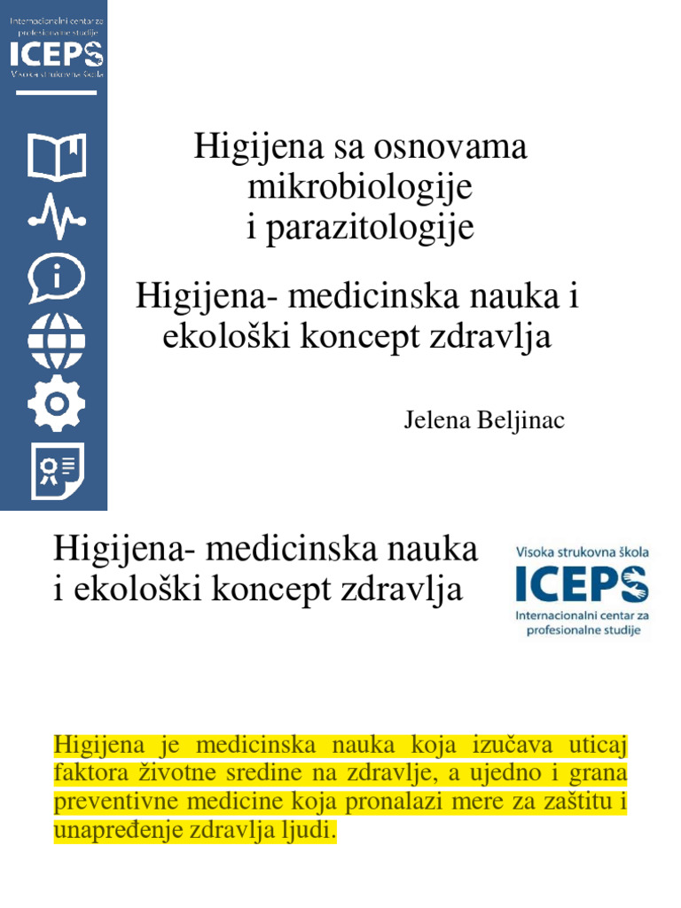 1 Higijena Medicinska Nauka Beljinac J. | PDF