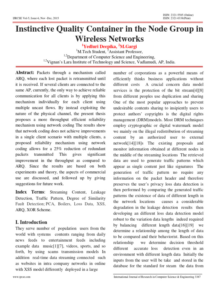 Instinctive Quality Container in Node Group in Wireless Network | PDF | Computer Network | World ...