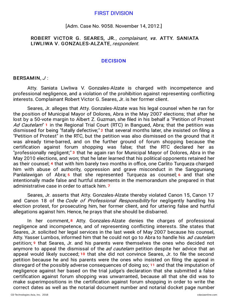 Disbarment Case Against Atty. Gonzales-Alzate | PDF | Law