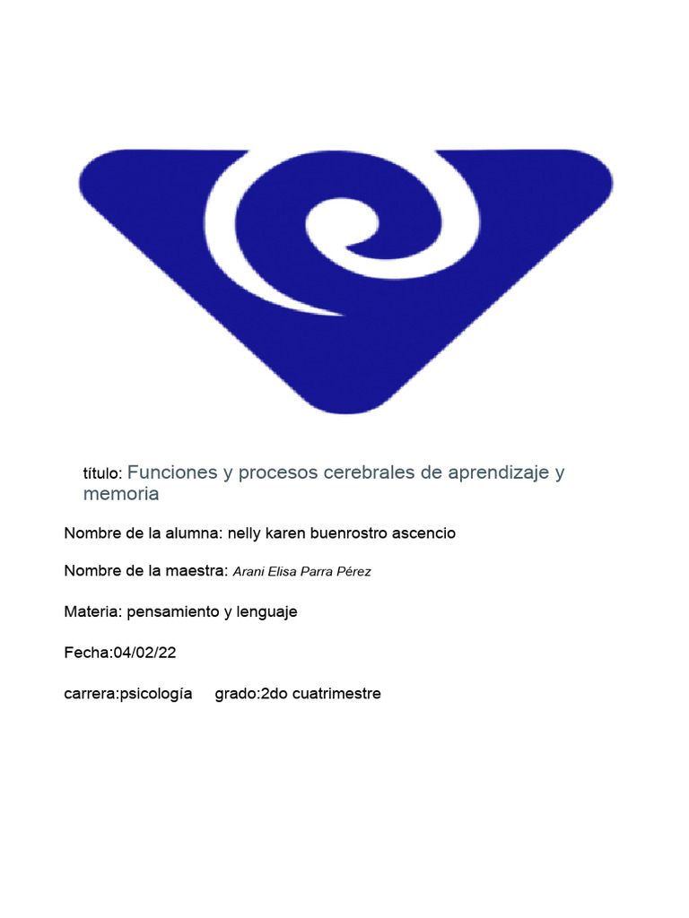 Funciones y Procesos Cerebrales de Aprendizaje y Memoria | PDF