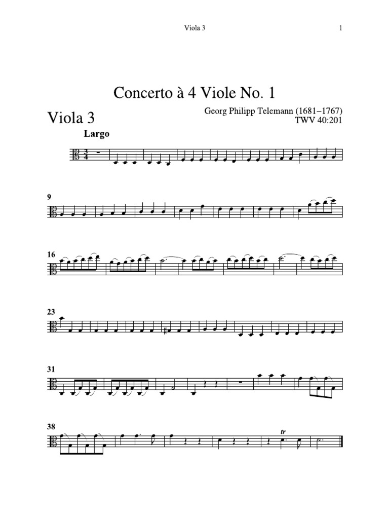Concierto para 4 Violas TELEMANN VIOLA 3 | PDF