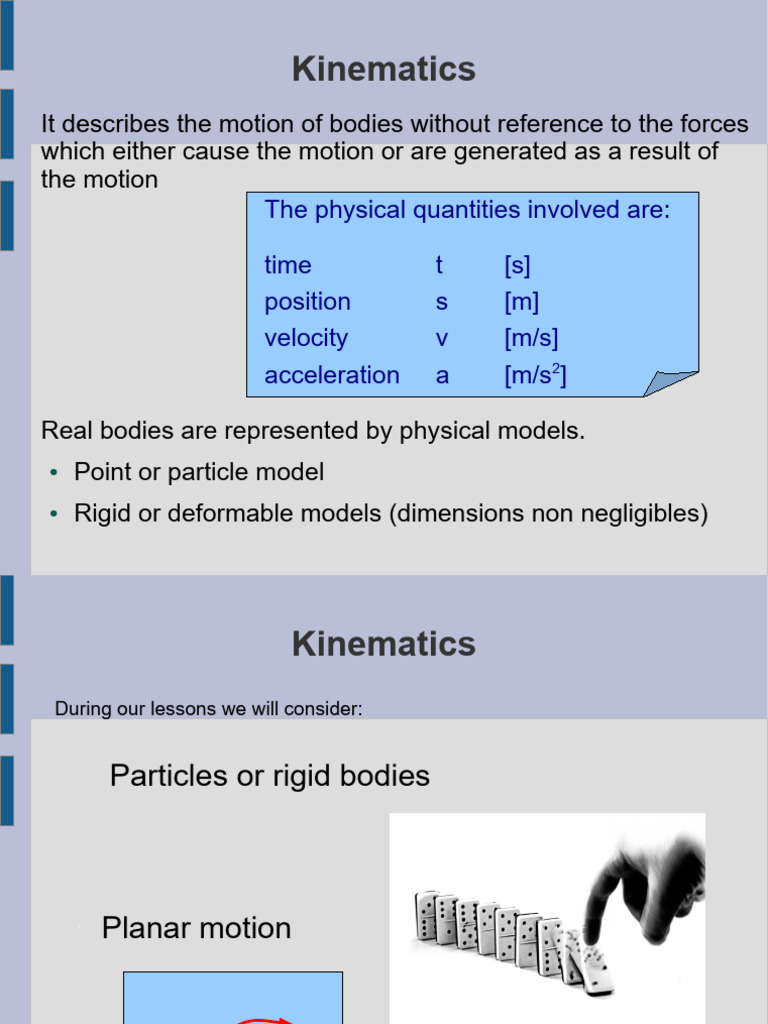 Kinematics1 Slides | PDF | Kinematics | Velocity