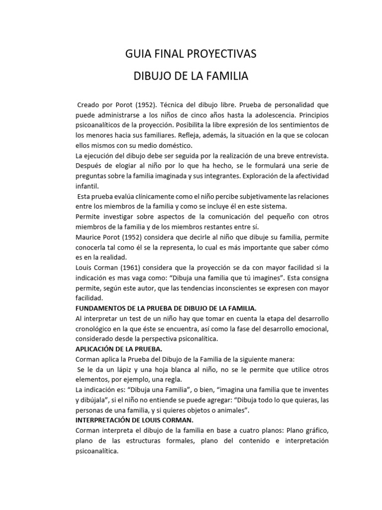 Guia Final Proyectivas | PDF | Dibujo | Psicoanálisis Guia Final Proyectivas | PDF | Dibujo | Psicoanálisis