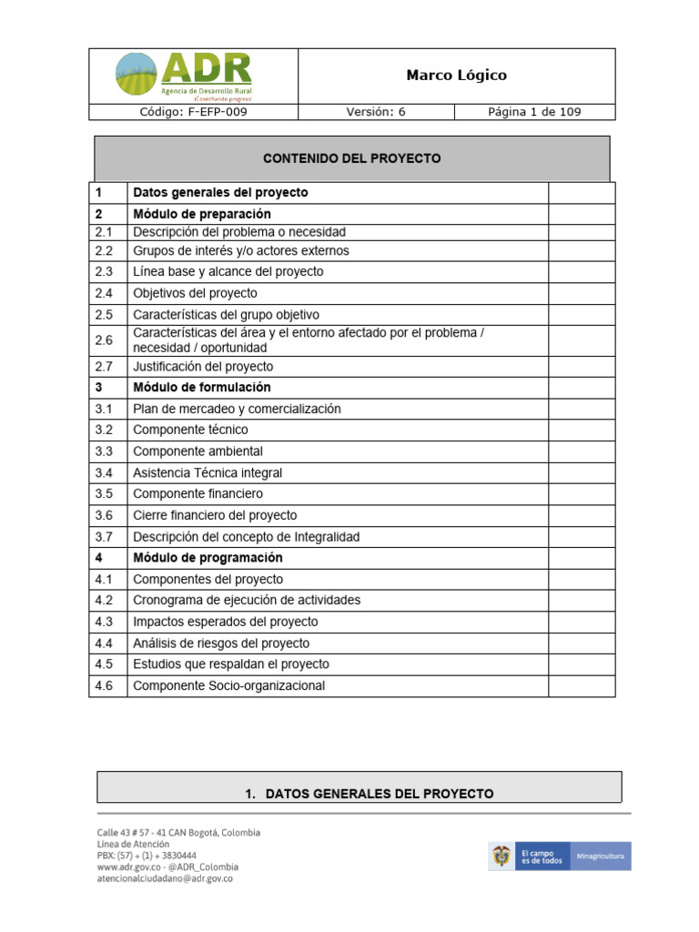 Contenido Del Proyecto 1 Datos Generales Del Proyecto 2 Módulo de ...