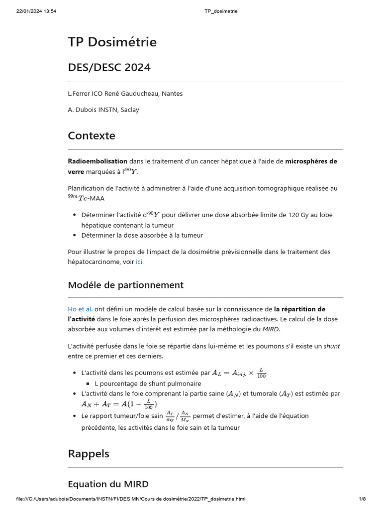 Dosimétrie en radioembolisation hépatique | PDF | Dose absorbée | Foie
