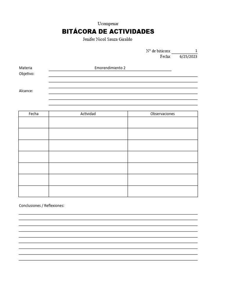 Bitacora de Actividades | PDF | Reciclaje | Iniciativa empresarial