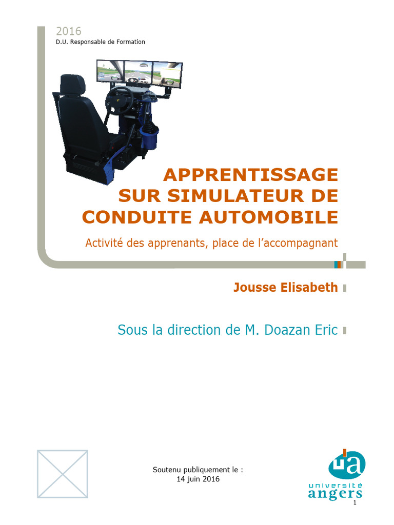 Apprentissage sur simulateur de conduite | PDF | Pédagogie | Voitures