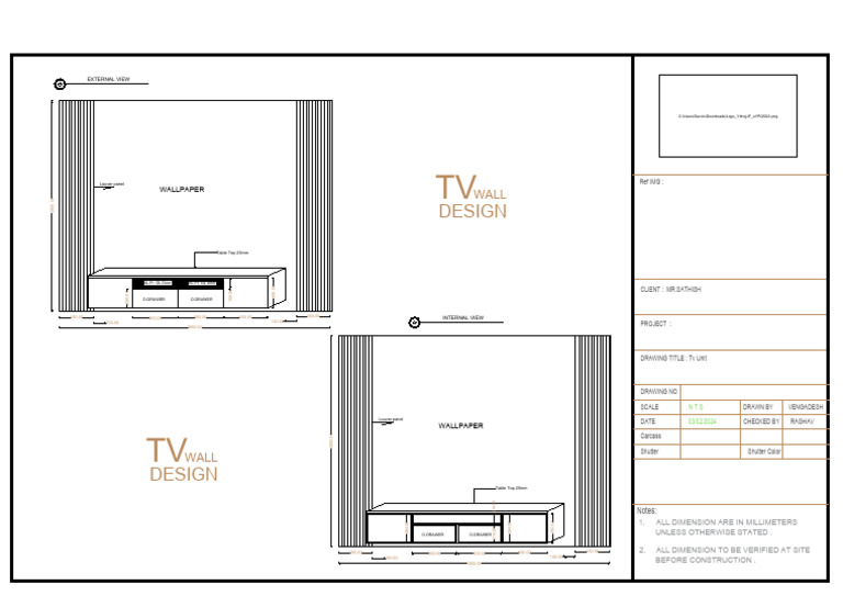 TV Unit Design 2D | PDF | Architectural Elements