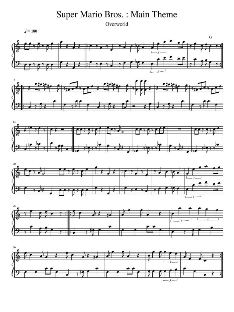 Super Mario Bros. Main Theme S | PDF | Japanese Games | Video Game Gameplay