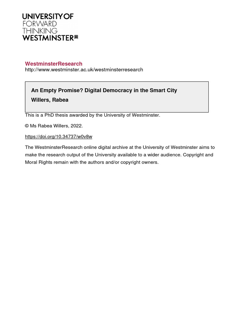 An Empty Promise - Digital Democracy in The Smart City | PDF ...