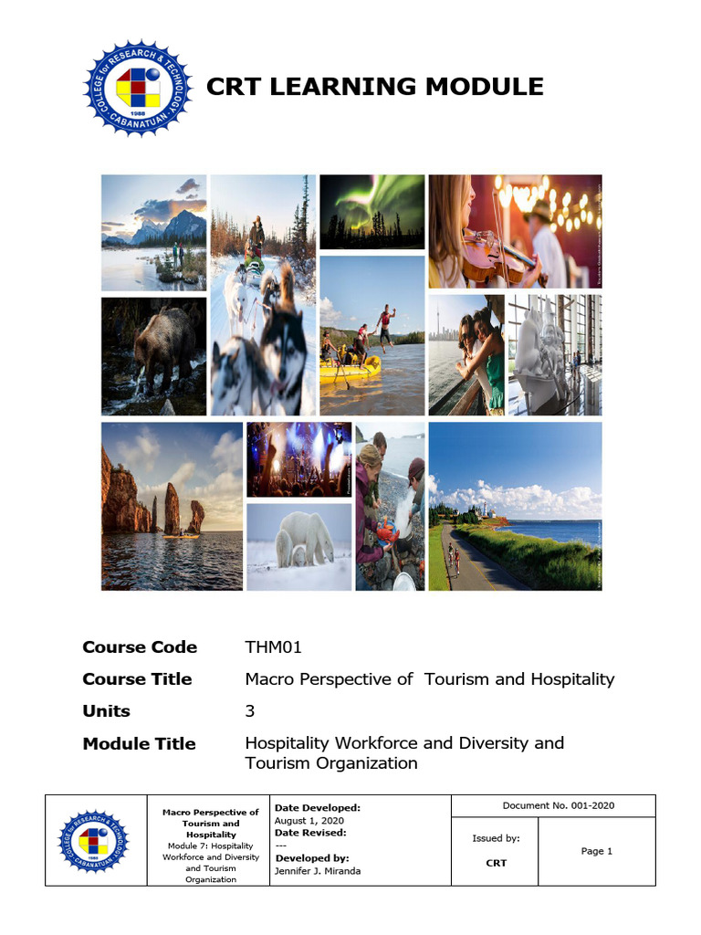 THM 01 Module 7 Hospitality Workforce and Diversity and Tourism Organization | PDF | Diversity ...