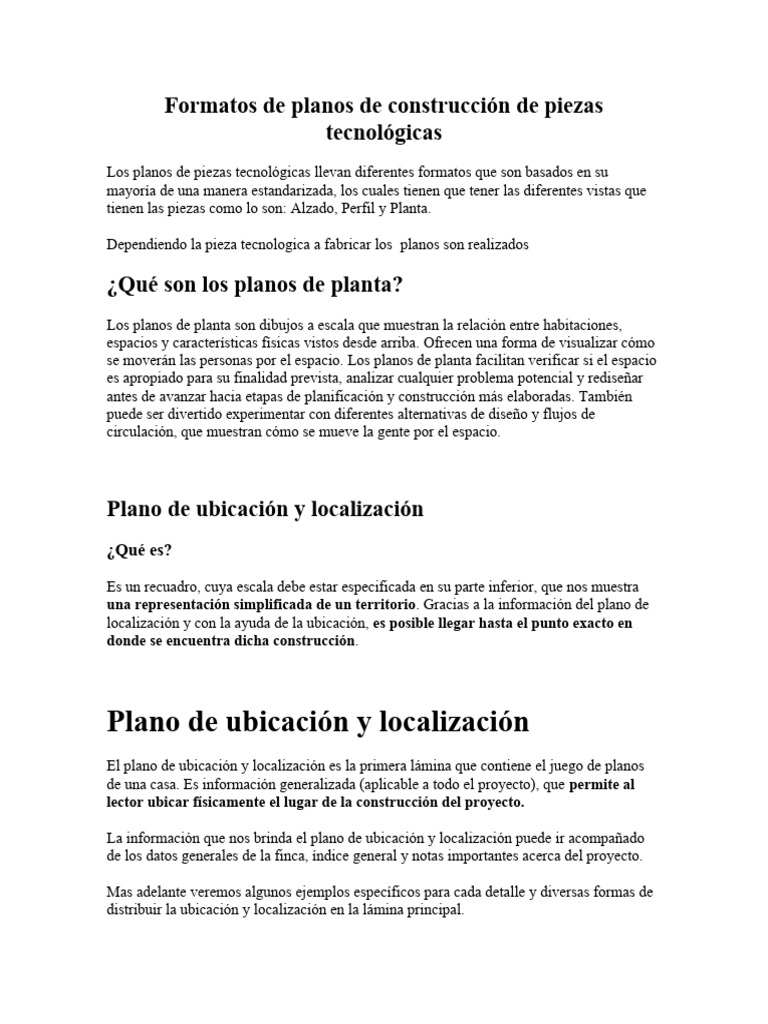 Formatos de Planos de Construcción de Piezas Tecnológicas | PDF